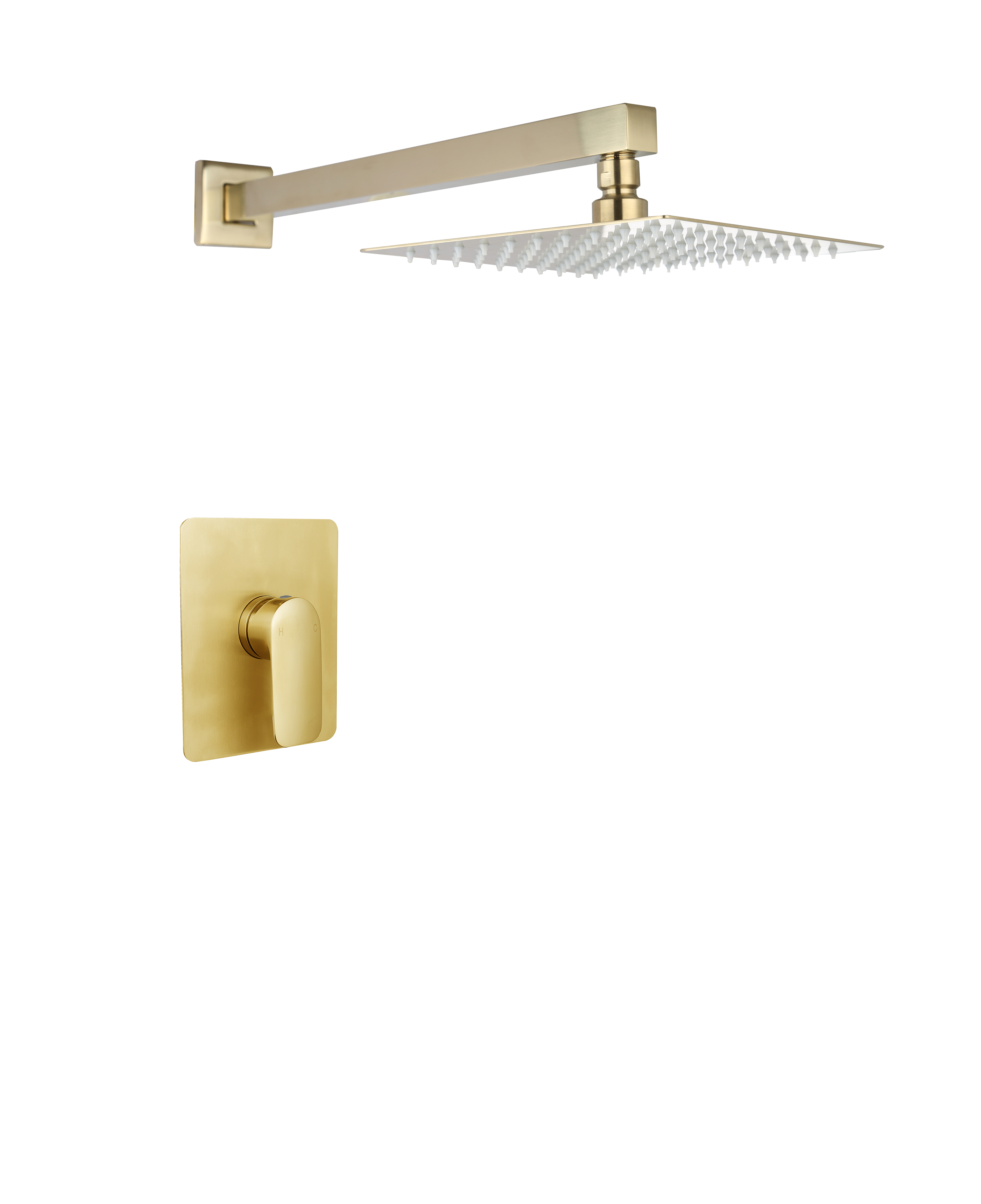 Shower valve set Yellow Gold color, include shower arm and shower head – SUNICO