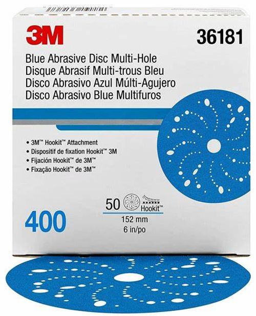 3M™ Hookit™ Blue Abrasive Disc 321U Multi-hole, 6 in, 400, 50 discs pe ...