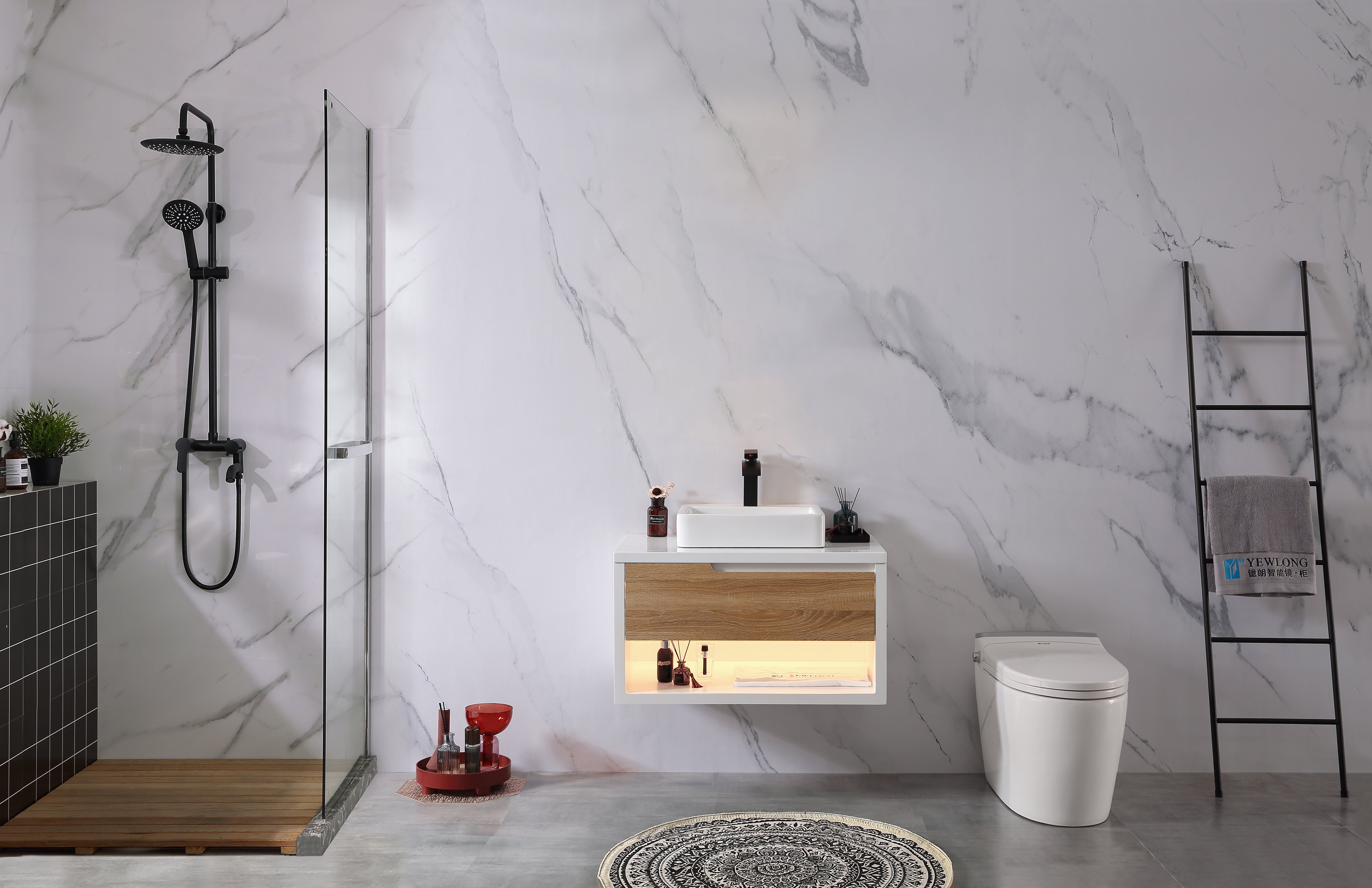 PVC 31-1/2" x 20-7/8" x 17-3/4" Cedar & White Color Bathroom Vanity (1 – SUNICO