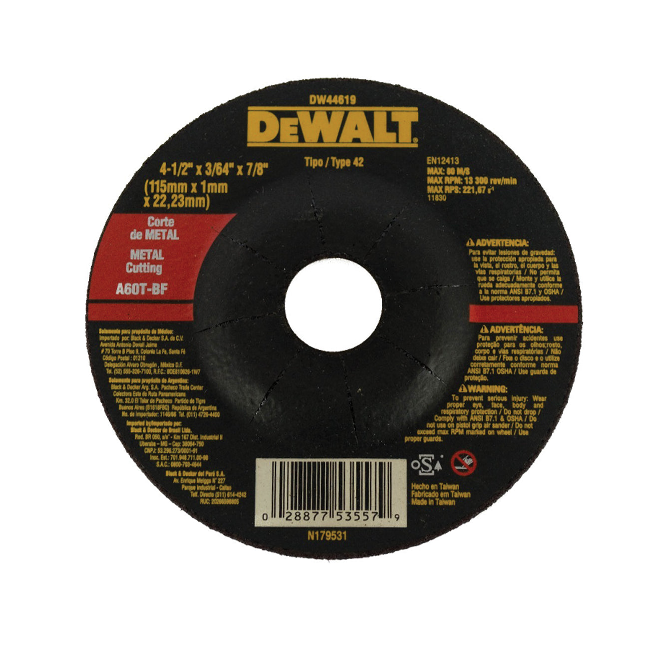 4 1/2" x 1.0mm x 7/8" CUT ULTRA THIN ABRASIVE DISC TW – SUNICO