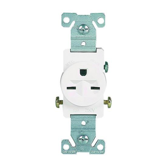 15Amp Recp Single 250V 2P3W Str White – SUNICO